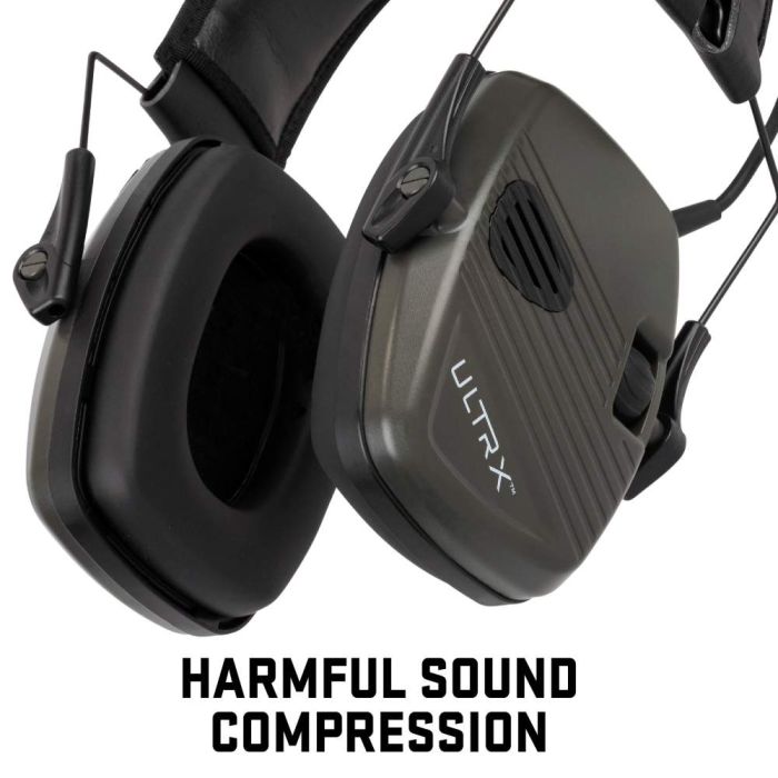 ULTRX Stereo Electronic Earmuff, Olive